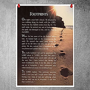 Footsteps In The Sand Poem Poster - Inspirational Quotes Picture Canvas Print Motivational Wall Art for Office Classroom Decor (Footprints -1,12x18inch-No Framed)