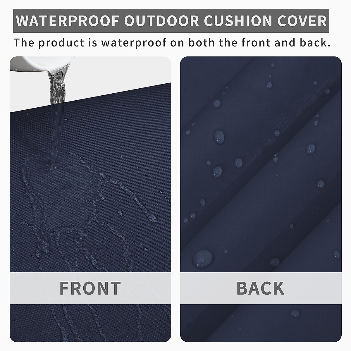 Easy-Going 48x18x3 inch Waterproof Outdoor Couch Bench Cushion Covers Only Replacement Non-Slip Patio Seat Cushion Slipcover with Zipper and Adjustable Straps Navy