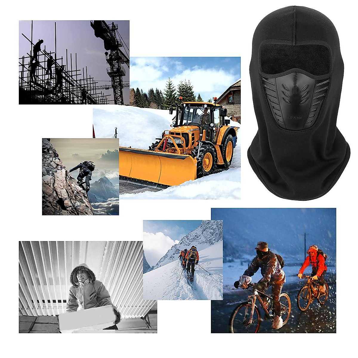 TAGVO Balaclava Ski Mask, Winter Fleece Headwear Riding Hood for Men Women