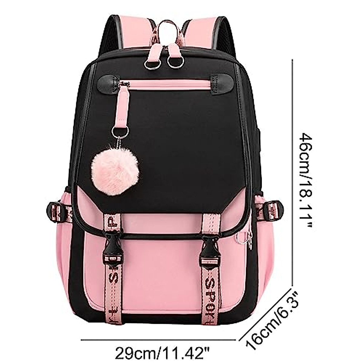 FIGHTINGGOLD Genshin Impact Backpack Anime Outdoor Dayback Cartoon Laptop Bag 21L Travel Bag with USB Charge Port Hutao Xiao