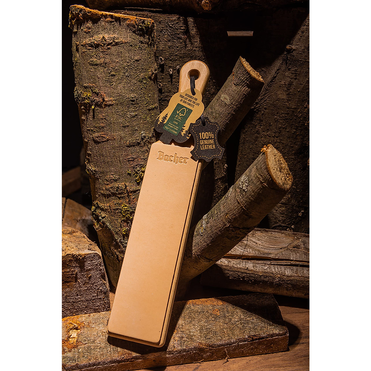 Bacher Premium Leather Strop for Knife Sharpening with Polishing Compound - Double Sided Stropping Leather – Stropping Kit: Knife Strop and Stropping Compound for Wood Carving and Woodworking