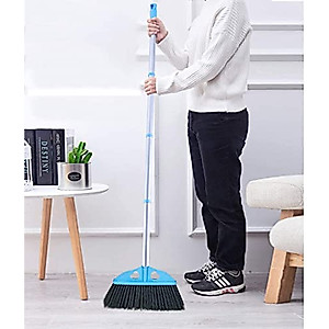 YONILL Indoor Dust Broom with Long Handle - Angle Broom for Hardwood Floor Cleaning Inside Soft Sweeping Brooms for House and Kitchen