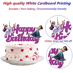 Magic Movie Cute Cartoon Theme Glitter Birthday Cake Topper, Encanto Cake Toppers, Encanto Cake and Cupcake Decorations for Birthday Party Decorations Party Supplies