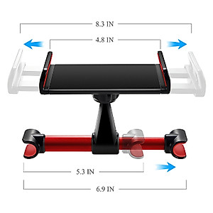 FYOUNG Car Headrest Mount Compatible with Switch/Swith OLED Model 2021, Adjustable Car Holder Compatible with Switch/iPhone/iPad and Other Devices (4"-11")- Red