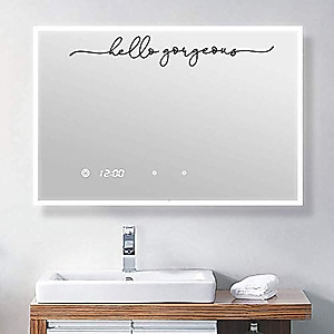 Hello Gorgeous Mirror Decal Vinyl Decal Bathroom Decor 18x2.7 inch (Hello Gorgeous)