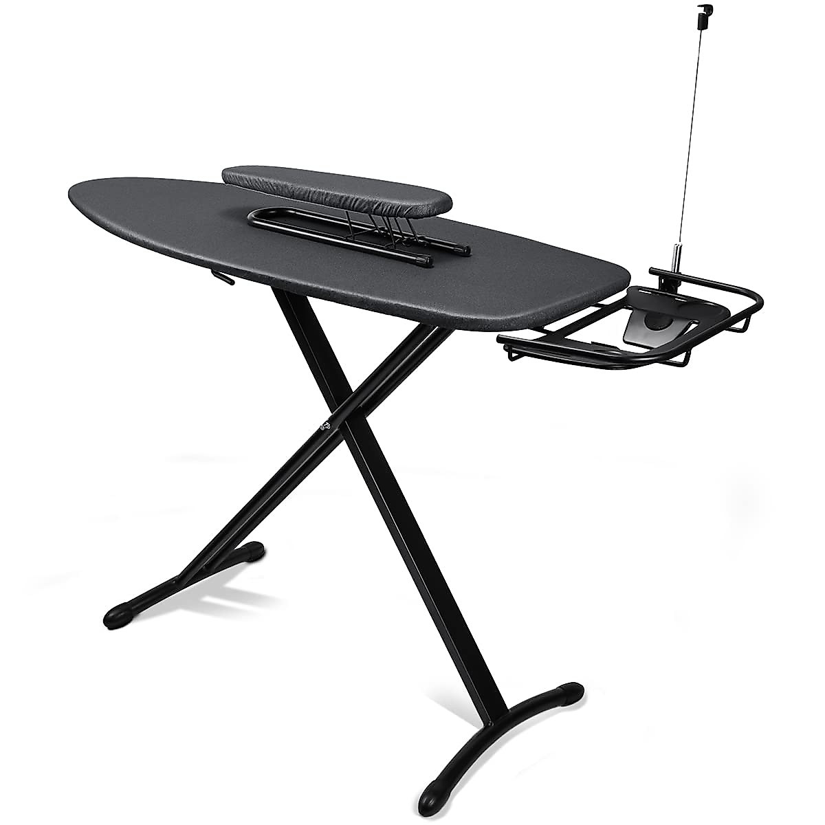 Duwee Steel Top Extra Wide Ironing Board with Sleeve Board and Adjustable Iron Rest, Luxury Foldable Ironing Boards with 10 mm Thicken Feltpad and Cover, Adjustable Height,18"x48"