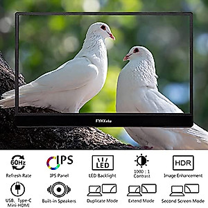 FYHXele 15" Portable Monitor Touchscreen, Portable LED Screen Extender, FHD 1080P IPS Travel Monitor, Mini-HDMI, USB C Portable Touchscreen Monitor for Laptop PC Phone, Eye Care, Touch Not for Mac OS