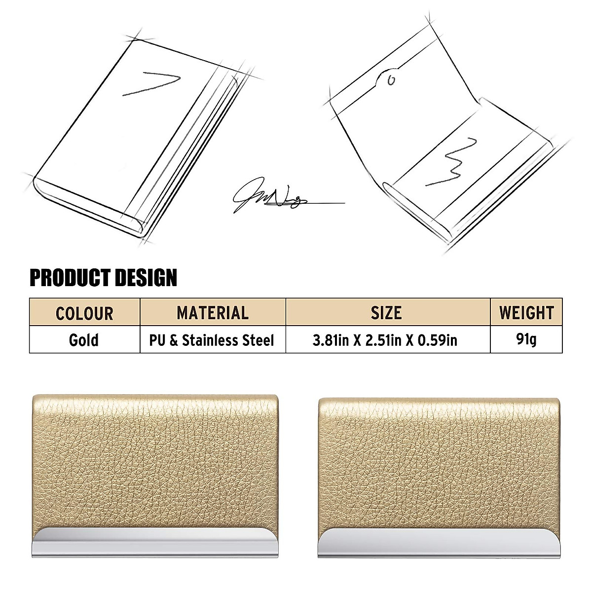 MOTYAWN Business Card Holder, Name Multi Cards Case, Pink Luxury PU Leather Credit Card ID Case - Protector Business Name Card Holder Slim Metal Wallet Pocket Holder Case for Women & Men