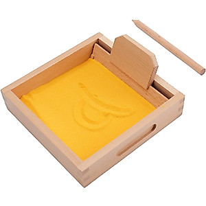 Suwimut Montessori Sand Tray, Montessori Letter Formation Sand Writing Tray with Wooden Pen for Kids Writing Letters and Numbers, Gifts for Preschool Kids Sand Box Toys