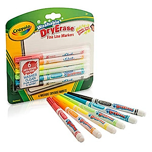 Crayola Dry Erase Markers, Fine Line, Classroom & School Supplies Assorted, 6 Pack