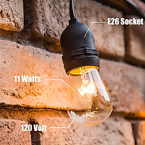 Outdoor String Lights 48 Feet Advanced Weatherproof Design Connectable String of Light,15 Heavy Duty Hanging Socket for Porch Patio Garden Backyard