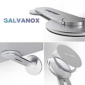 GALVANOX Magnetic Phone Holder, Fold-Away Swivel Stand Compatible with MagSafe for iPhone 12, 13, 14, 15 Pro Max | Bedroom Nightstand, Desk, Kitchen and More (Low Profile Sidemount/Under-Mount)
