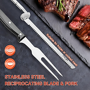 Wanvoapls Cordless Electric Knife Set - Rechargeable Carving Knife with Safety Lock, Black Ergonomic Handle with Knives and Forks, for Meat, Bread, Brisket Slicing, Thanksgiving and Christmas Gifts