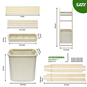 ReactDecor Wall Leaning Bathroom Ladder Shelf Hamper - 3 Tier Wooden Towel Rack Ladder Laundry Basket - Wooden Blanket Ladder Towel Rack - Wood Towel Ladder for Bathroom - Wall Leaning Ladder Shelf