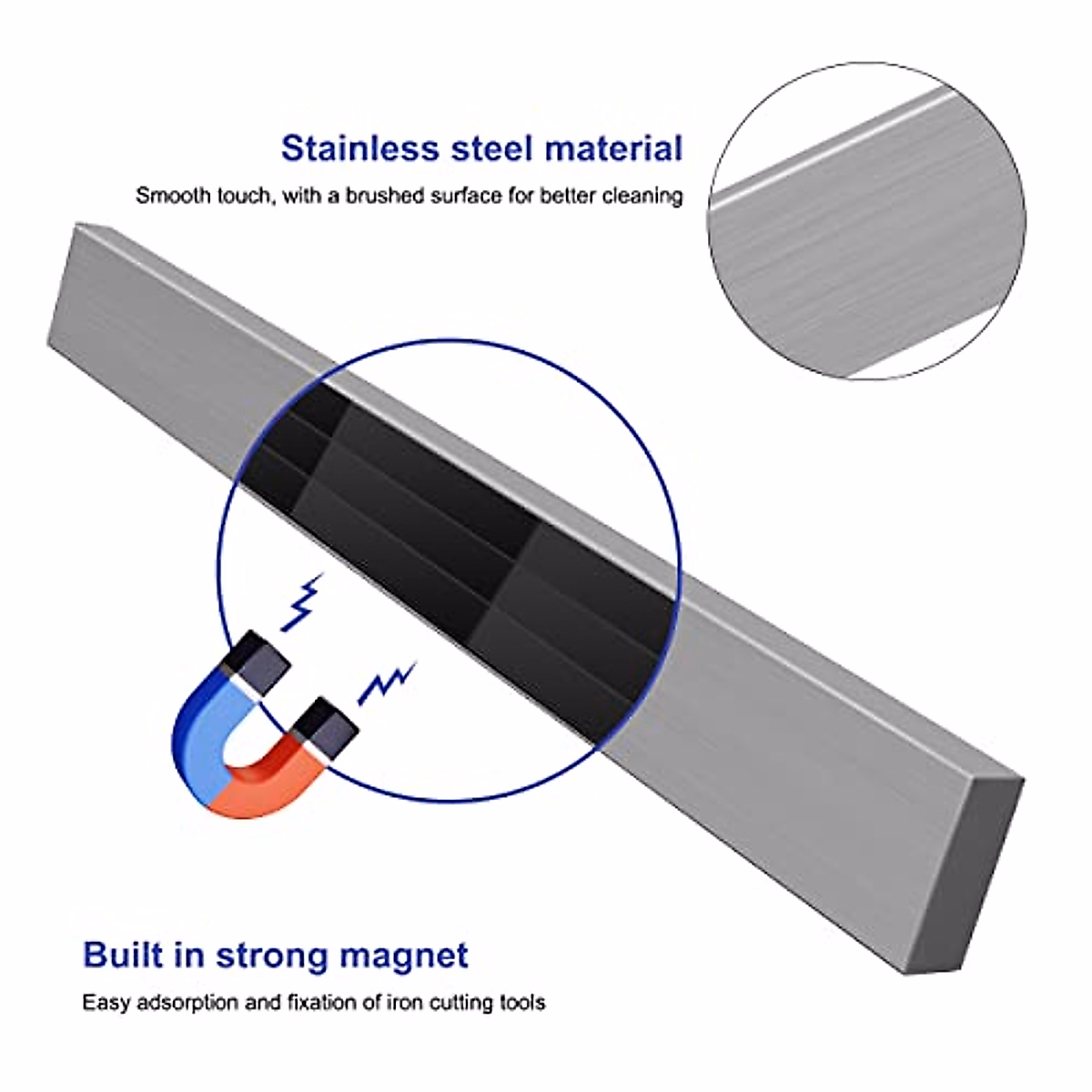 DGSL Magnetic Knife Holder for Wall, Knife Magnetic Strip Stainless Stee, Strong Magnetic Suction 2 Installation Methods, Suitable for Household Kitchen Cutter Metal Tools Management (12 Inch)