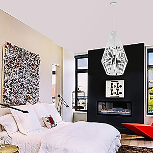 Globe Electric Novogratz x Globe Penelope 1 Pendant Light, White Spun Rope Shade, Cloth Cord 60751