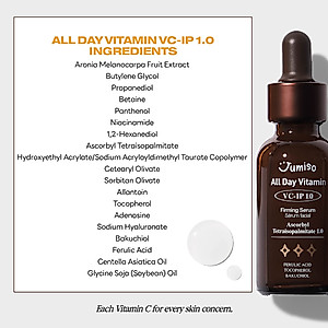 JUMISO All Day VC-IP 1.0 Firming Serum 30ml, 1.01 fl oz, Boosting Collagen, Reducing fine lines, Aronia Extract, Bakuchiol, Panthenol
