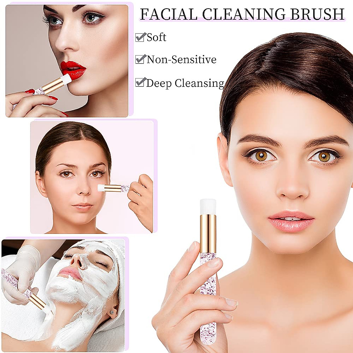 24Pcs Eyelash Extension Aftercare Kits - 12pcs Lash Shampoo Brush Nose Blackhead Facial Cleaning Brush 12PCS Tube Mascara Wands Spoolie With Tube Brush (crystal #1)