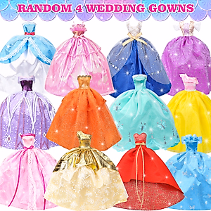 Style Shine 50 Pack Doll Clothes and Accessories, 4 Wedding Gowns 2 Evening Dresses 6 Fashion Dresses 6 Set Casual Outfits Top and Pant 2 Swimsuit Bikini, 20 Hanger 10 Shoe Toys for Girl Birthday Gift