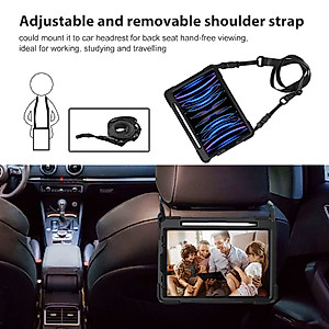 ProCase for iPad Pro 11 Inch Case 2022 2021 2020 2018, Rugged Heavy Duty Shockproof Cover with Hand Strap Shoulder Strap for iPad Pro 11" 4th 3rd 2nd 1st Generation -Black