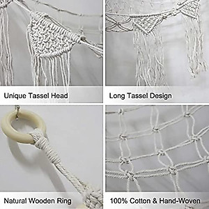 Stuffed Animal Net or Hammock with LED Light - Stuffed Animal Storage Toy Hammock for Wall - Hanging Corner Net with Boho Macrame Tassels， Plush Toy Net Hammock for Kids Bedroom Decor (41*41*57)
