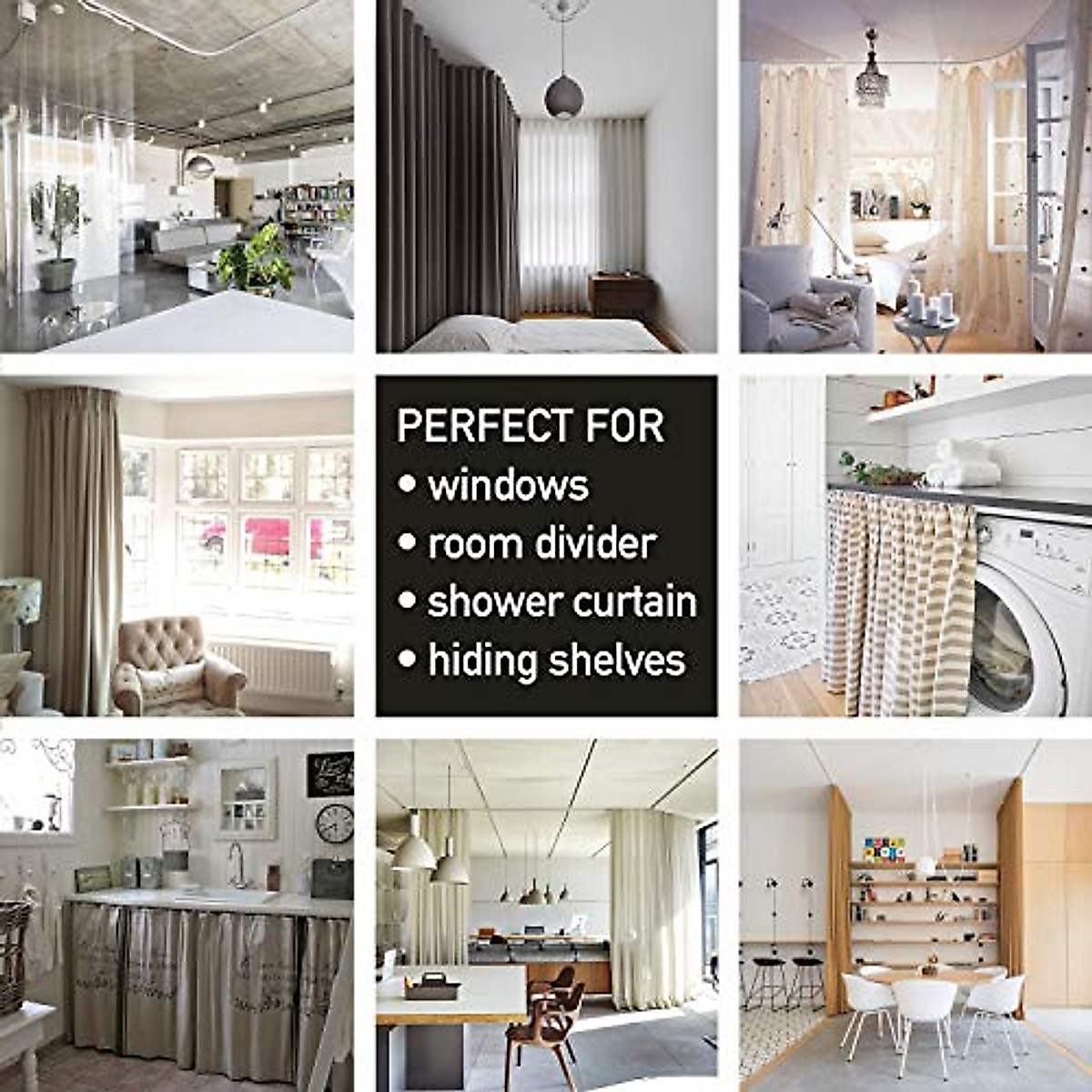 DartAnt - Heavy Duty Flexible Curtain Track 10ft (3.05m) Ceiling Mount Room Divider Track, Curved Rods for shower Curtains, RV Camper curtain privacy