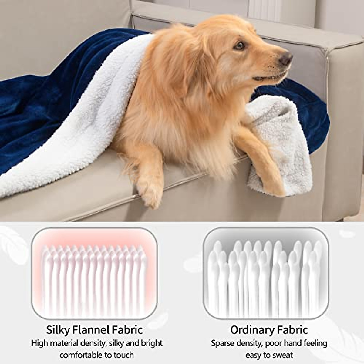 SE SOFTEXLY Sherpa Bed Blanket Queen Size, Super Soft Fuzzy Plush Microfiber Flannel Throw Blanket for Couch, Bed，Sofa Fleece Thick Warm Blanket for Winter(Navy Blue,90x90 inches)