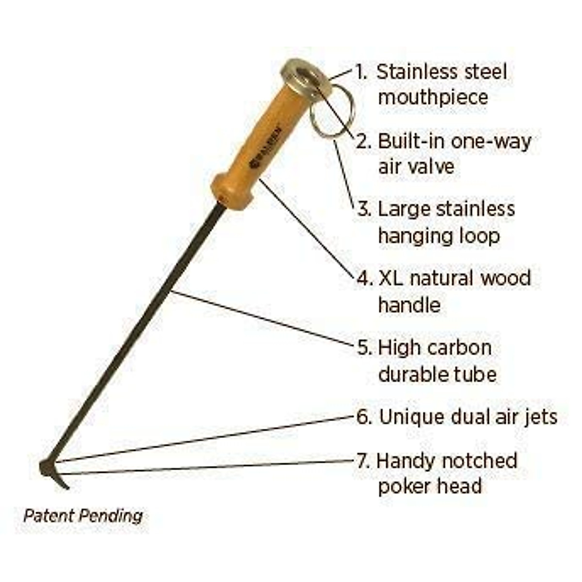 Walden Backyards Fire Pit Stoker Poker® XL 46" - High Temperature Heavy Duty Steel Blow Through Airflow Valve Firepit Stoker Tool for Outdoor Pits and Campfire - Extra Long Fire-Poker 46"