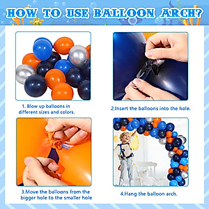 133 Pcs Space Balloons, Royal Navy Blue Orange Metallic Silver Latex Balloons, Outer Space Party Favors 5 10 Inch Balloon Arch Garland Kit Kids Outer Space Birthday Party Supplies