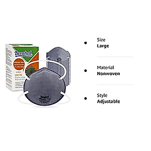 Benehal NIOSH Certified N95 Mask Pack of 20, Particulate Respirators Protective N95 Cup Dust Face Masks Model MS6135L Grey For Adult Women & Men