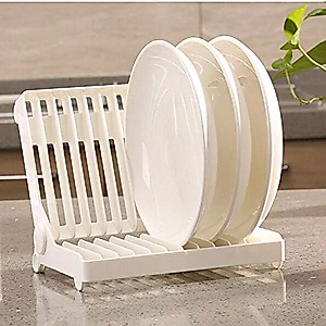 Dish Drying Rack,Small Dish Rack Plate Organizer for Cabinet, Dish Racks for Kitchen Counter Small Space, Collapsible Drying Rack Dishes Plate Holder, Kitchen Dish Strainer for Saucer Plate Pans Bowls