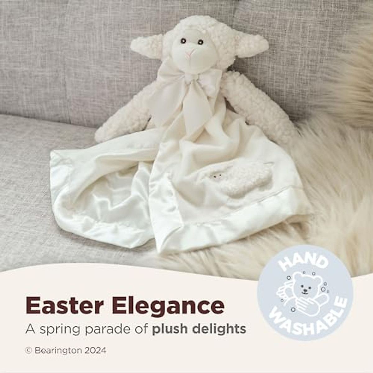 Bearington Baby Lamby Snuggler, 15 Inch White Lamb Plush Stuffed Animal Security Blanket Lovey for Babies, Baptism Gifts for Boys and Girls