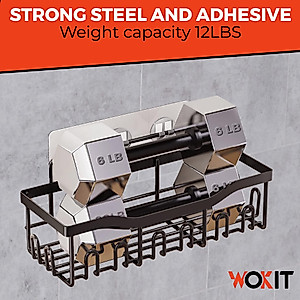 WOKIT Shower Caddy, Bathroom Accessories, Shower Organizer with Self Adhesive for Bathroom, Rustproof Stainless Steel Dorm Room Essentials, Perfect for Kitchen Storage-Set of 5 Racks