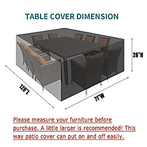 Bliifuu Patio Furniture Set Cover Waterproof, Extra Large 600D Oxford Heavy Duty Patio Table and Chair Covers for All Weathers, Durable for Large Outdoor Sectional Sofa Sets 128" L x 71" W x 28" H"