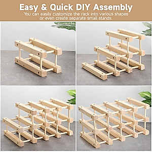 12-Bottle Stackable Wooden Wine Rack, Modular Wine Racks Storage Shelf, Small Wine Bottle Organizer for Inside Cabinet and Countertop (Assembly Needed)