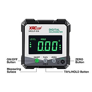 Digital Angle Gauge Meter, XRCLIF Magnetic Base Level Box Angle Finder Protractor Bevel Gage Inclinometer Measuring Tool for Carpentry, Building, Masonry Bevel