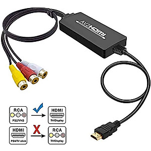 Tackston RCA to HDMI Converter, 1080P RCA Composite AV to HDMI Video Converter Cable Compatible with Wii NES N64 PS2 Xbox 360 Sega Genesis VHS VCR DVD Players to Modern TV
