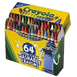 Crayola Ultra Clean Washable Crayons, Built In Sharpener, 64 Count, Kids At Home Activities