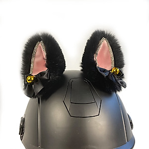 HHongJM Helmet Cat Ears Helmet Accessories Decoration for Motorcycle,Helmet Pigtails Cycling, Skating with Black Helmet ponytails(Helmet Not Included)