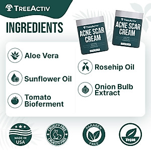TreeActiv Acne Scar Cream, 2 fl oz, Acne Scar Treatment for Face, Stretch Marks, and Body Scars, Acne Scar Removal Cream for Body, Acne Scar Remover for Cuts and Burns, For All Skin Types, 500+ Uses