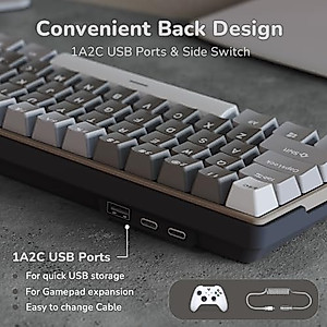 RK ROYAL KLUDGE RK61 Plus Wireless Gaming Keyboard, 60% Percent Mechanical Keyboard with Bluetooth/2.4Ghz/USB Modes, Hot Swappable RGB Keyboard for PC Gamers, Silent Linear Viridian Switches