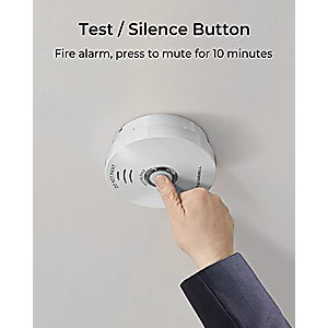 SITERWELL Smoke Detector, 10-Year Fire Alarm Smoke Detector with Built-in 3V Battery and Photoelectric Technology, Fire Detector with Low Battery Warning and Silence Function, UL217, GS508C, 4 Packs
