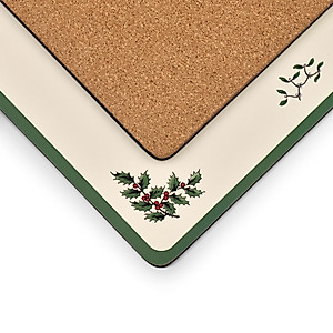 Pimpernel Christmas Tree Collection Placemats | Set of 4 | Heat Resistant Mats | Cork-Backed Board | Hard Placemat Set for Dining Table | Measures 15.7” x 11.7” Green