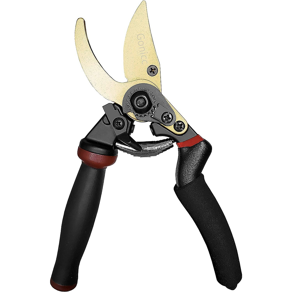 gonicc 8.5" Professional Rotating Bypass Titanium Coated Pruning Shears(GPPS-1014), Secateurs, Scissors, Pruners with Heavy Duty SK5 Blade. Soft Cushion Grip Handle for Everyone.