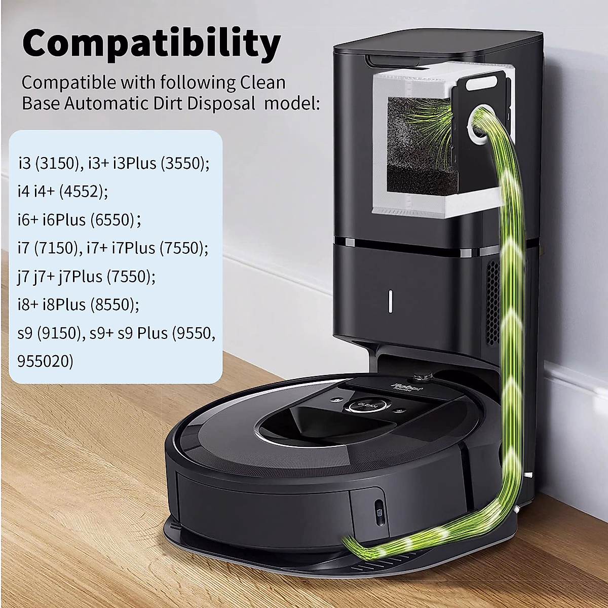 CHIKIXSON Reusable Vacuum Bags for All iRobot Roomba I & S & J Series Clean Base, 3 Pack, Zipper