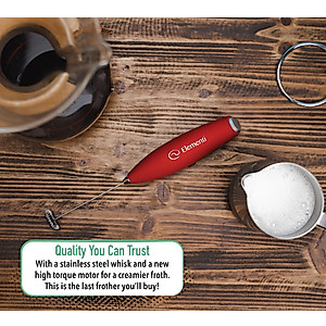 Elementi Milk Frother Handheld - Wisking Tool Electric - Hand Frother for Coffee - Electric Stirrer & Mini Mixer - Drink Mixer Handheld Milk Frother - Coffee Frother Handheld No Stand (Red)