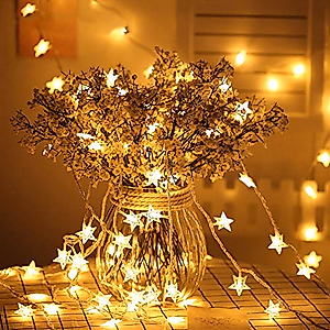 TOFU Star String Lights 43 FT 100 LED Star Fairy Lights for Room Decor, Extendable Waterproof Twinkle Lights with 8 Flashing Modes for Home, Party, Christmas, Wedding, Garden Decoration, Warm White