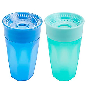 Dr. Brown's Milestones Cheers 360 Training Sippy Cups for Babies and Toddlers, Blue & Aqua, 10oz, 2-Pack, BPA Free, 9m+