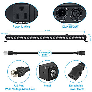 LED Wash Light Bar - OPPSK 40" 96W 4IN1 RGBA 24LED Stage Light Bar with Chase Effect Sound Activated Auto Play by DMX Master Slave Control for Wedding Church Music Dance DJ Party Stage Lighting