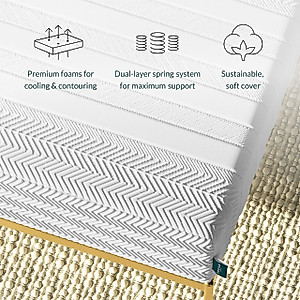 Leesa Legend Hybrid 12" Mattress, California King Size Luxury Dual Hybrid/CertiPUR-US Certified/with Organic Cotton Mattress Cover / 100-Night Trial,White